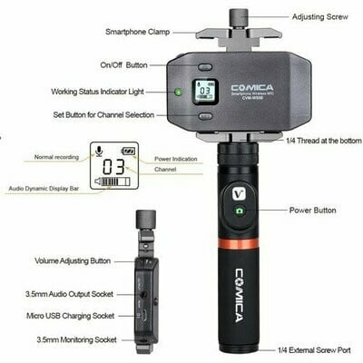 Comica Audio CVM-WS50A Wireless Lavalier Microphone System with ...